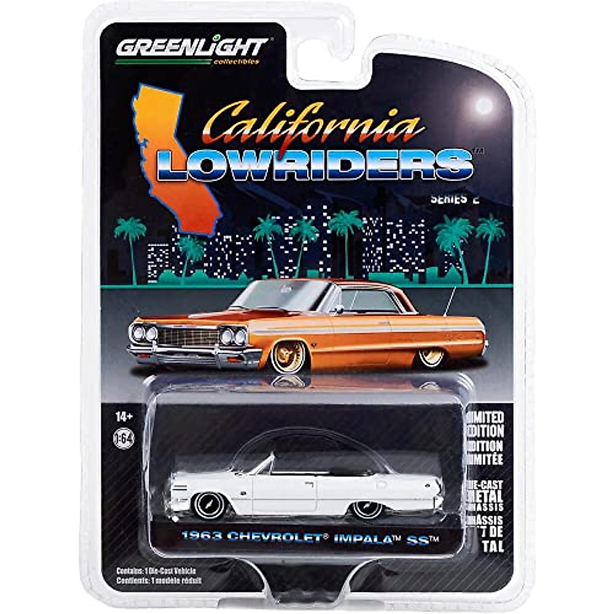 Greenlight 63030-C California Lowriders Series 2 - 1963 Chevy Impala SS Convertible - White 1:64 Scale Diecast
