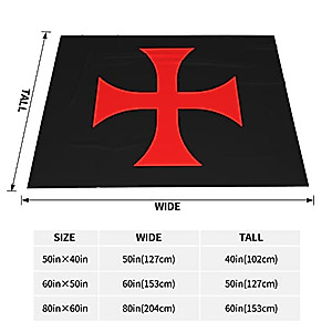 NUTTAG Cross Knights Templar Throw Blanket Warm 60x50 Inches Fleece Throw Blankets for Bed Couch Living Room All Seasons Wool Blanket