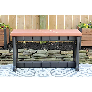 Leisure Accents Bench, Redwood Top with Black Sides, 1 Pack - Proudly Made in The USA, Click and Lock Hardware-Free Assembly, Durable and Stylish Outdoor Seating