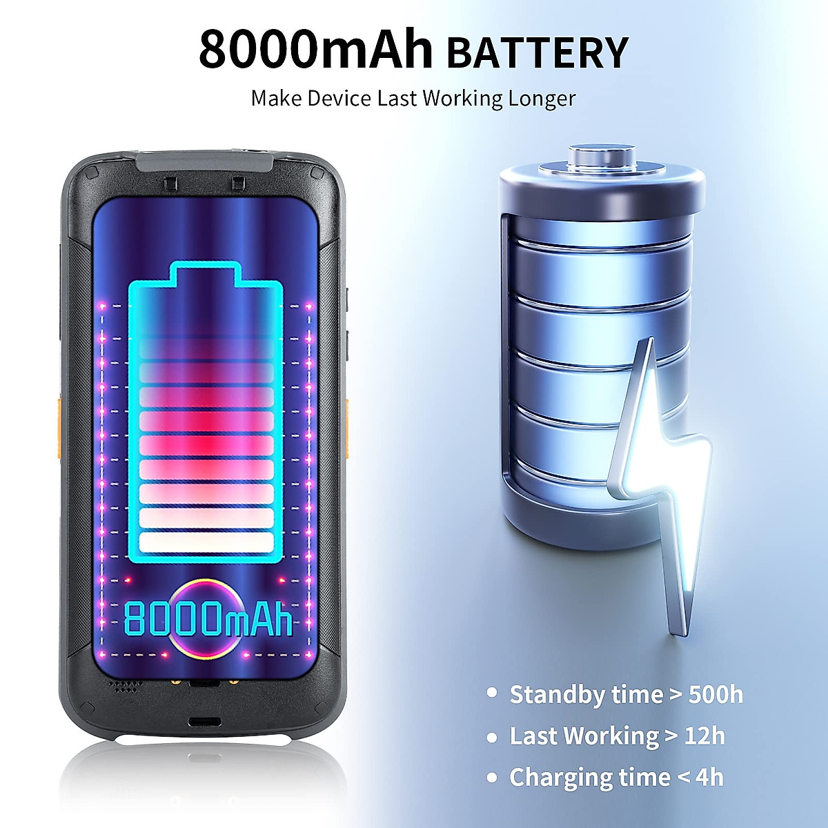 Posunitech Android 11 Barcode Scanner TA08 with Tempered Film IP65 Rugged PDA Data Terminal Mobile Computer with 1D/2D Zebra-SE4710 Reader Wi-Fi 6 Bluetooth 4G 8000mAh Battery for WMS Management
