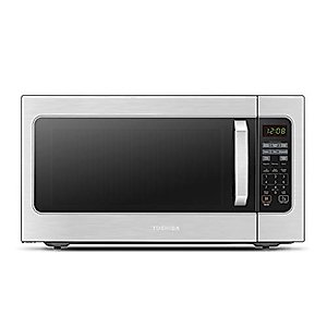 Toshiba ML-EM62P(SS) Large Countertop Microwave with Smart Sensor, 6 Menus, Auto Defrost, ECO Mode, Mute Option & 16.5" Position Memory Turntable, 2.2 Cu Ft, 1200W, Stainless Steel