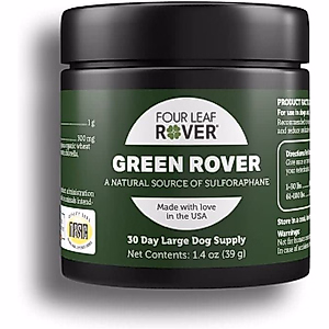 Four Leaf Rover Green Rover - Super Greens with Organic Broccoli Sprout and Spirulina Powder for Dogs - 15 to 120 Day Supply, Depending on Dog’s Weight - Liver Support - Vet Formulated