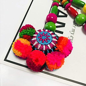 QTMY Cute Pom Pom Tassel Boho Bag Charm Pendant Keyring Keychain for Women Purse Handbag Decor (7)