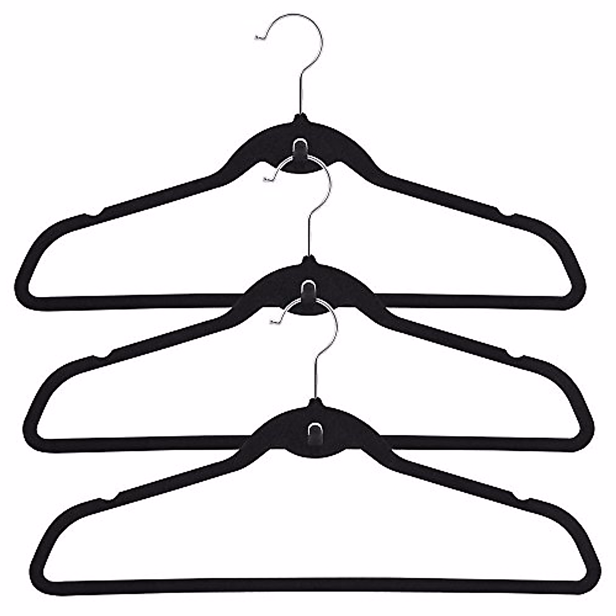 Topeakmart Premium Cascading Velvet Hangers 100 Pack - Non Slip Hangers with Cascading 360 Swivel Hooks Black-Space Saving Clothes Hangers
