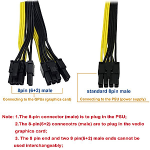 COMeap PCIE Cable for EVGA, PCIe 8 Pin Male to Dual PCIe 8 Pin (6+2) Male GPU Power Cable for EVGA Power Supply 25-inch(63cm)