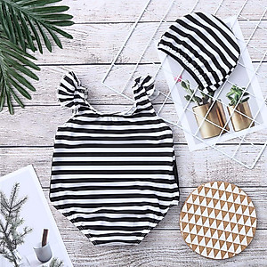 Kehen- Kid Swinsuit Toddler Baby Boy Girl Swimwear 2pc Penguins Print Beach Romper + Hat Outfit Black 6-12 Months
