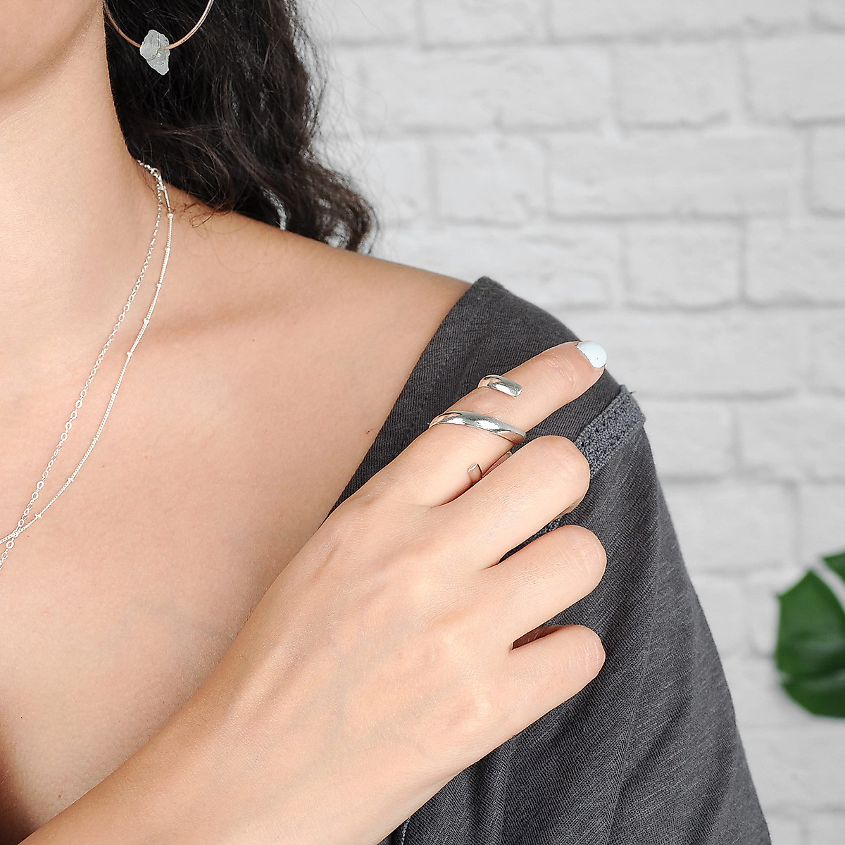 Boho-Magic 925 Sterling Silver Thumb Rings for Women Wrap Statement Ring, Adjustable (9)