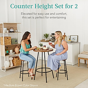 Best Choice Products Bistro Dining Set 3 Piece, Modern Round Counter Height Pub Table, Compact High Top with Bar Stools Pub Dining Set for Kitchen, Breakfast Room - Dark Gray