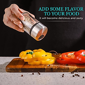 Salt Shaker or Pepper Shaker with Adjustable Pour Holes - Stainless Steel Spice Dispenser - Perfect for Pink Himalayan, Table Salt, Black and White Pepper. (2.4 oz)