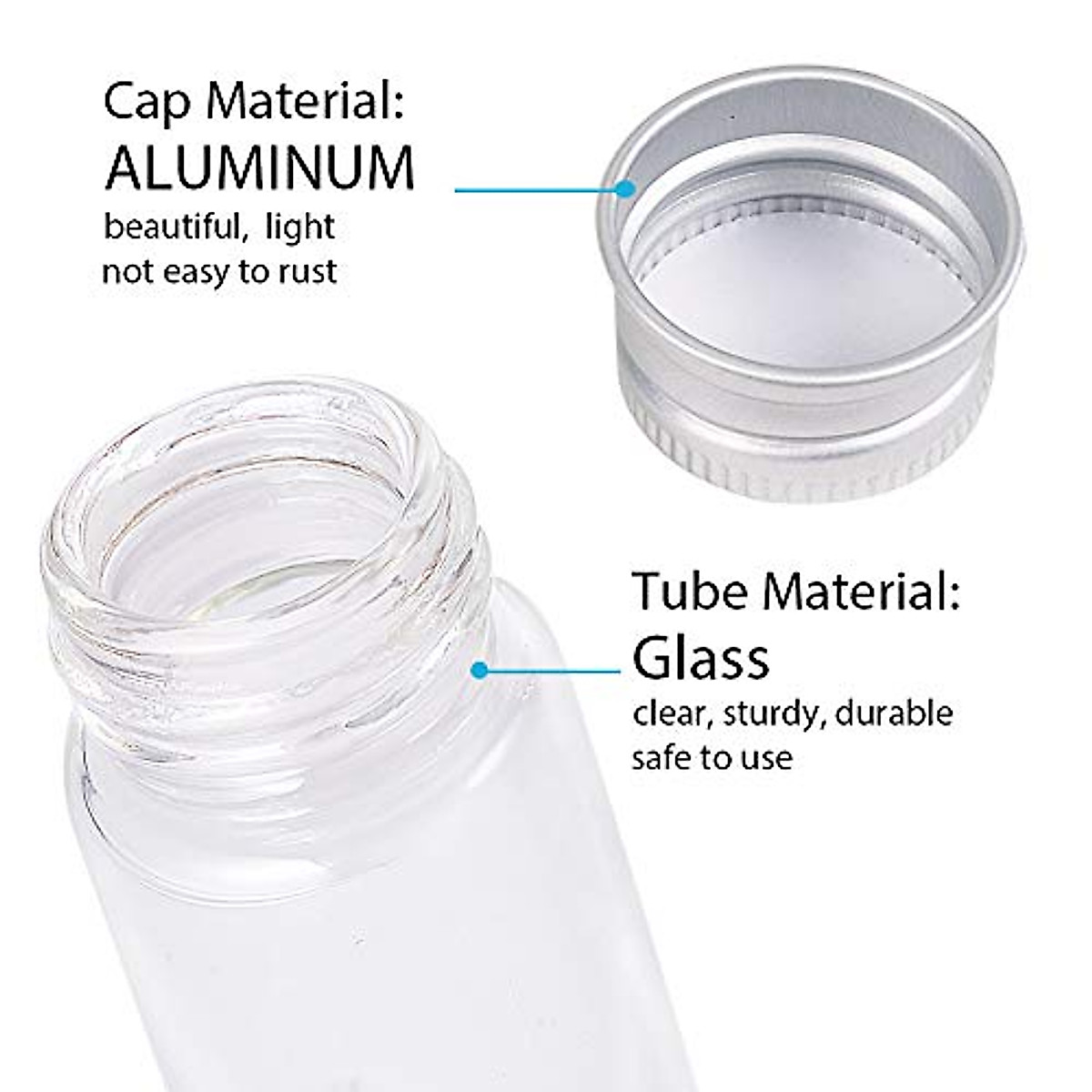 BENECREAT 20 Pack 15ml/0.5oz Glass Bottles Sample Vials with Screwed Aluminum Caps for Wishing Message Bottle, Sample Liquid, Arts & Crafts, Wedding Favors Decorations