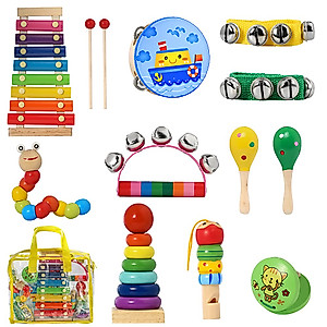 CYY Musical Instrument Toys for Toddlers,Baby Learning Music Sets,Wood Xylophone&Percussion Instruments for Children,Preschool Educational for Kids, A Great Birthday Gifts for Boys or Girls