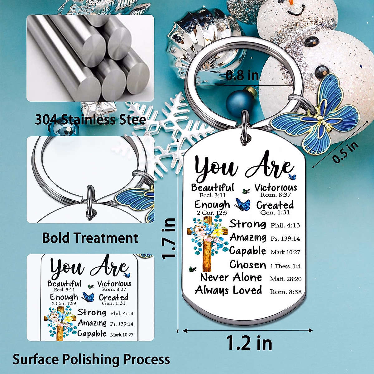 Aisity Inspirational Christian Gifts for Women Teen Girl Best Friend Mom Encouragement Spiritual Religious Bible Gifts for Womens Gifts Ideas Bible Verse Christian Keychain Accessories