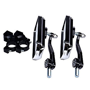 Toxz Pair Aluminum Bike Mirror Mountain Bicycle Rearview Mirrors with Bases,Handlebar End Rear Back View Mirrors,360° Rotate,Large Lens
