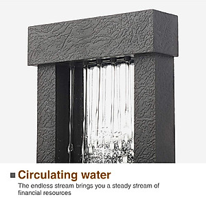 Tabletop Fountains, Indoor Water Fountain with LED Lights-Zen Garden for Desk Waterfall Tabletop Fountain for Office and Home Décor, with Stone Wall and Soothing Sound(1)