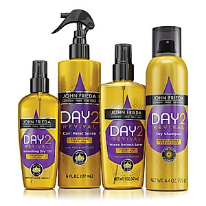 John Frieda Day 2 Revival Dry Shampoo, Refurbish Hair without Washing, Remove Unwanted Oils, Texturizing Spray, 4.4 Ounces