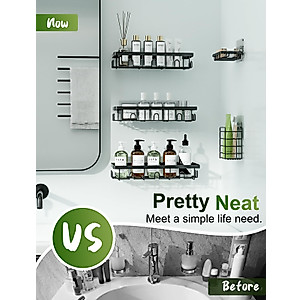 GVY Shower Caddy 5 Pack, Adhesive Shower Organizer Bathroom Shelves,Rustproof Bathroom Organizers and Storage for Home Decor, No Drilling Shower Shelves for Apartment Essentials