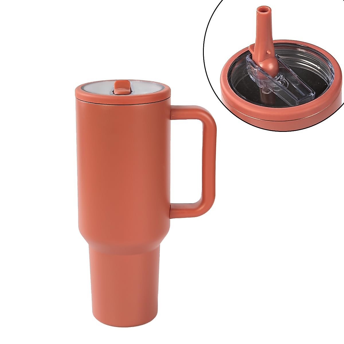 40 oz Leak Proof Insulated Tumbler with Handle Flip Straw Lid Rubber Base,BPA Free Stainless Steel Water Bottle Hot/Cold Insulation Vacuum Quenchers,Travel Mug Gifts for Women/Men/Her/Him