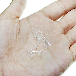 Oasis Plus 10pcs 16G Clear Bioplast Bone Retainer Piercing for Helix Tragus Conch Rook Daith 3mm UV Acrylic Ball