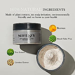 Temporary Silver White Hair Spray Color Wax with Dye Brush, Instant Natural Hairstyle Cream 4.23 oz, Disposable Coloring Mud for Men Women, Washable Styling Pomades, Party Cosplay DIY Halloween