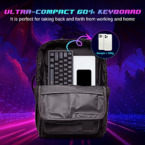 60% Keyboard Mechanical, Mini Wired Gaming Keyboard Compact 60 Percent Keyboard, RGB Backlit Hot-Swappable Red Switch Fully Programmable for Windows Laptop PC Mac,K642 Black- Transparent