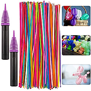 Latex Twisting Balloons, 260 N Balloons Kit for Balloon Animals with 2 Pumps, Professional Long Balloons to Make Animal for Birthday Party Clowns Wedding Decorations 100 Pcs