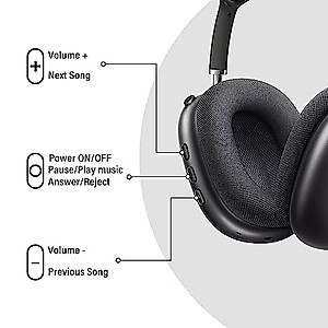 Peakfun Wireless Headphones Over-Ear Bluetooth Adjustable Headphones 42 Hours of Listening Time Volume Control, Fitting in Gaming/Running/Sports Headphones for iPhone/Android/Samsung - Space Gray