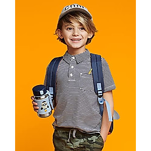 Skip Hop Toddler Sippy Cup with Straw, Sparks Stainless Steel Straw Bottle, Rocket