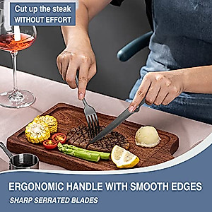 48-Piece Black Silverware Set with Steak Knives, AIVIKI Black Flatware Set for 8, Stainless Steel Cutlery Set, Tableware Utensils Includes Spoons Forks Knives for Home, Kitchen, Restaurant