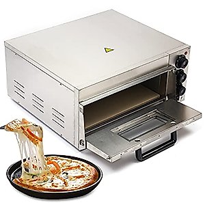 TBVECHI 1500W Electric Pizza Baking Oven, 14'' Electric Pizza Oven Countertop Stainless Steel Single Deck Layer Baker Multipurpose Snack Oven for Restaurant Home Pizza Bread Cakes Baked