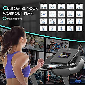 GYMAX Folding Treadmill, 4.75HP Auto Incline Treadmill with LED Monitor, Blue Tooth Speaker, App Control, 20 Preset Programs & Pulse Grip, Foldable Running Walking Jogging Machine for Home Gym