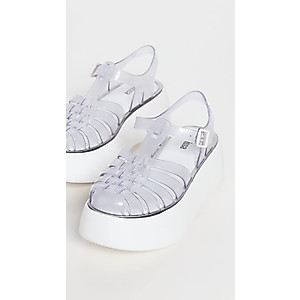 Melissa Women's Possession Plato Sandals, Clear/White, 10 Medium US