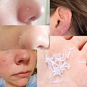 Yaalozei 18G Clear Plastic Silicone Nose Ring Stud Piercing Jewelry Bioflex Flexible Bendable Acrylic Flat Nose Stud Bone Pin Straight Nose Ring Jewelry Piercing Retainer Sport Work Women Men Surgery