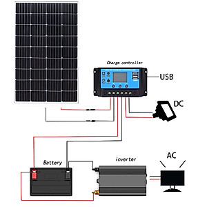 XINPUGUANG 200 Watt Solar Panel Kit PERC Monocrystalline 100W Solar Panel 20A Charge Controller Extension Cable for 12V Off-Grid System Rvs Boat Cabin Trailer Trailer (200W Solar Kit)
