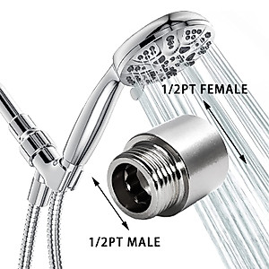 Suiwotin 2pcs 1/2PT Male to 1/2PT Female Thread Shower Head Extension Arm, Stainless Steel 20mm/0.78 Inch Arm Length Shower Head Cast Pipe Fitting Coupler