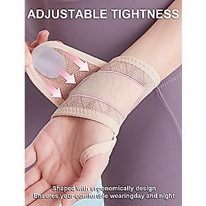 2 Pack Wrist Brace Wrist Wraps for Women Men, Carpal Tunnel Wrist Brace Wrist Straps for Weightlifting (Beige)