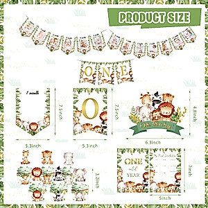 Wild One party Decorations, 150 Pcs Jungle Animal Party Supplies Decor for Boy Girl Birthdays with Banners Cake Topper Cupcake Topper Cupcakes Wrappers Balloons Backdrop Tablecloth Centerpieces