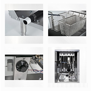 KITMA Commercial Deep Fryer Propane - 40lb Deep Fryer - Liquid Propane 3 Burners Floor Fryers with 2 Fryer Baskets, 90,000 BTU