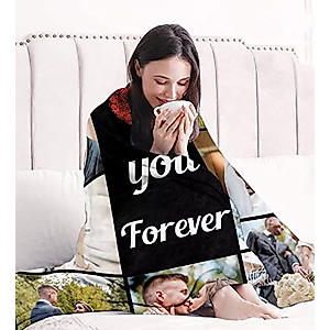 Zookao Custom Blankets with Photos and Text, Personalized Picture Blankets and Throws Memorial Blanket for Adults Couple Pets, Personalized Gifts for Birthday Anniversary Valentine's Day - 40"x50"