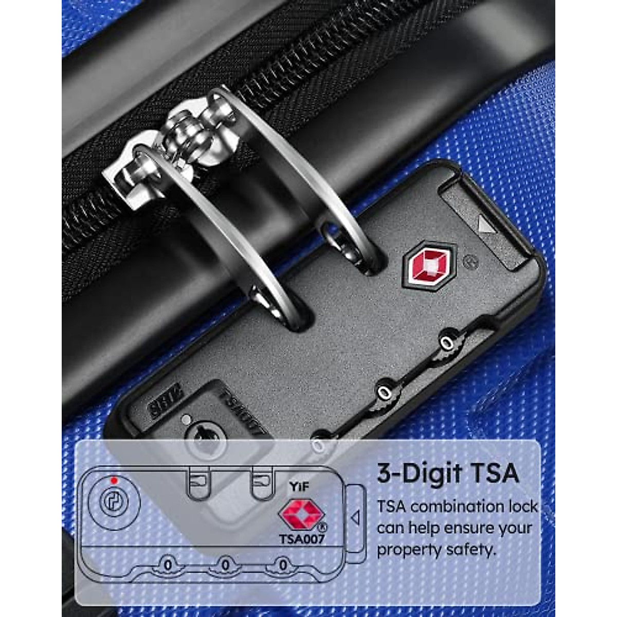 Luggage 3 Piece Sets Hard Shell Luggage Set with Spinner Wheels, TSA Lock, 20 24 28 inch Travel Suitcase Sets, Bright Blue