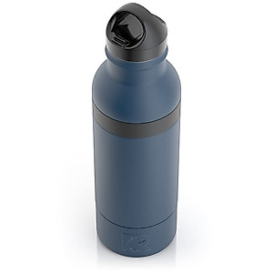 RTIC Bottle Chiller Water Bottle Insulated Cooler for 12oz Glass Soda Bottle or 16oz Aluminum Bottle, Double Wall Vacuum Insulation, Stainless Steel Sweat Proof with Built-In Bottle Opener, Navy