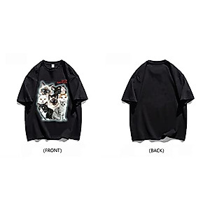 MEOKIM Women's Harajuku Fashion Couple Loose Street Style y2k T-Shirt Cartoon Print Short Sleeve T-Shirt Women's T-Shirt (Black,3XL,3X-Large,Regular,Regular)