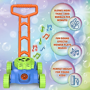 ToyVelt Bubble Lawn Mower for Kids - Automatic Bubble Mower with Music Sounds Best Toddler Boy Toys for Kids Lawn Mower Sports & Outdoor Play Toys for Boys & Girls Ages 3-12 Years Old