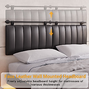 DICTAC Floating King Bed Frame with RGB LED Lights Modern Upholstered King Size Led Bed Frame with Wall Mounted Headboard,No Box Spring Needed,White
