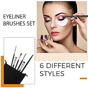 Zopeal 6 Pieces Eyebrow Brush Set Makeup Brush Set Flat Eyeliner Brush Thin Angled Brush and Comb Firm Brow Brush Eye Shadow Brush Point Black Duo Spoolie Brushes for Eye Makeup