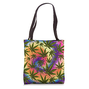 Marijuana Ganja Hemp Cannabis Weed Tie dye Pattern Smoking Tote Bag