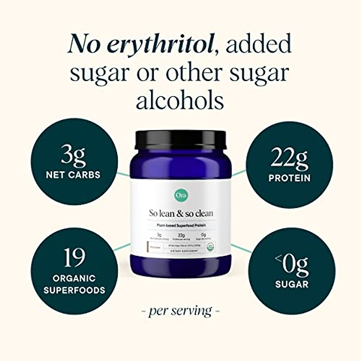 Ora Organic Vegan Protein Powder - 22g Plant Based Protein Powder for Women and Men | Keto Friendly, Gluten Free, Paleo, Dairy-Free, Gluten-Free, Soy-Free - Chocolate Flavor, 20 Servings