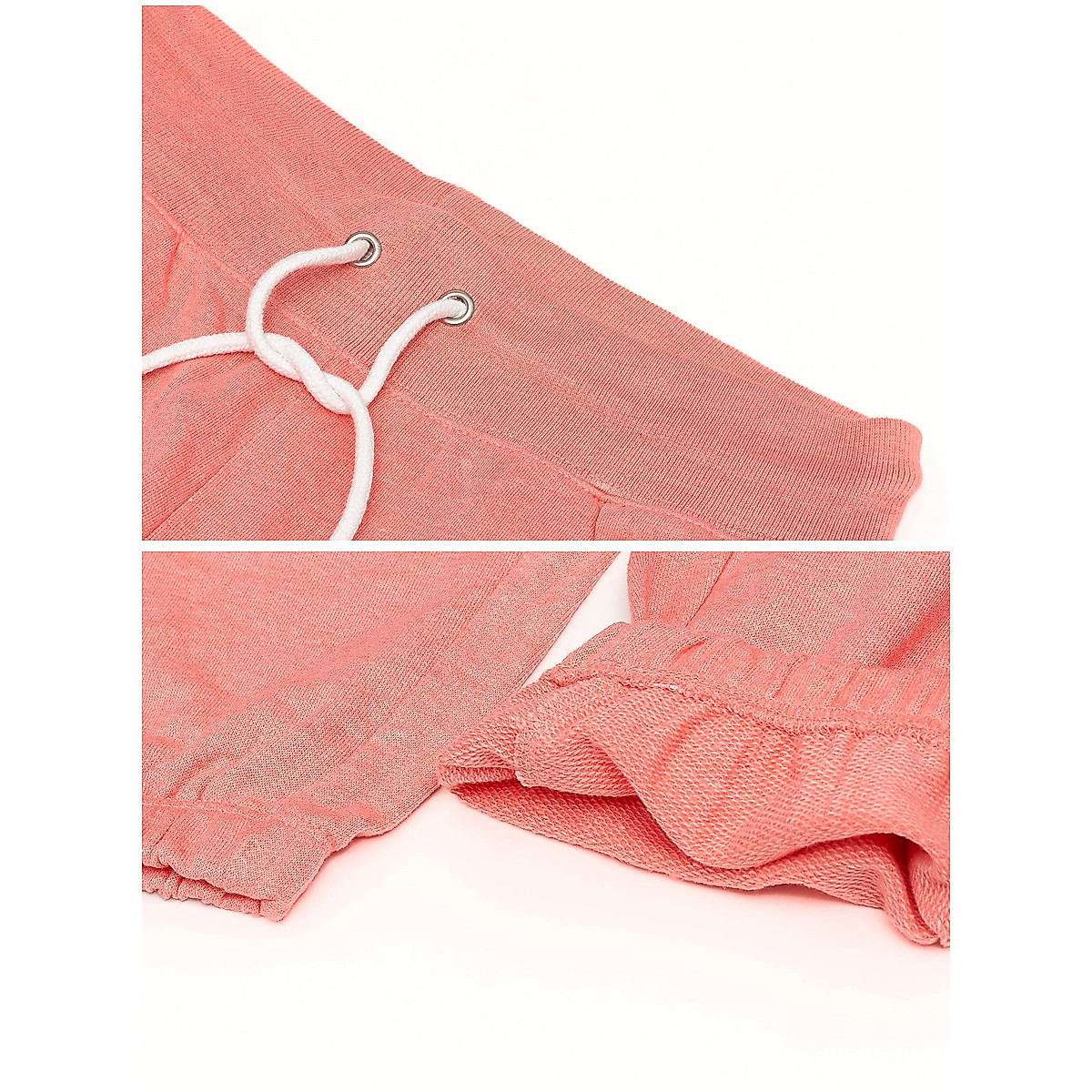 U.S. Polo Assn. Womens Sweatpants - Women Joggers Sweats with Logo Print - French Terry Poly-Cotton (Coral Heather with White Print, Large)