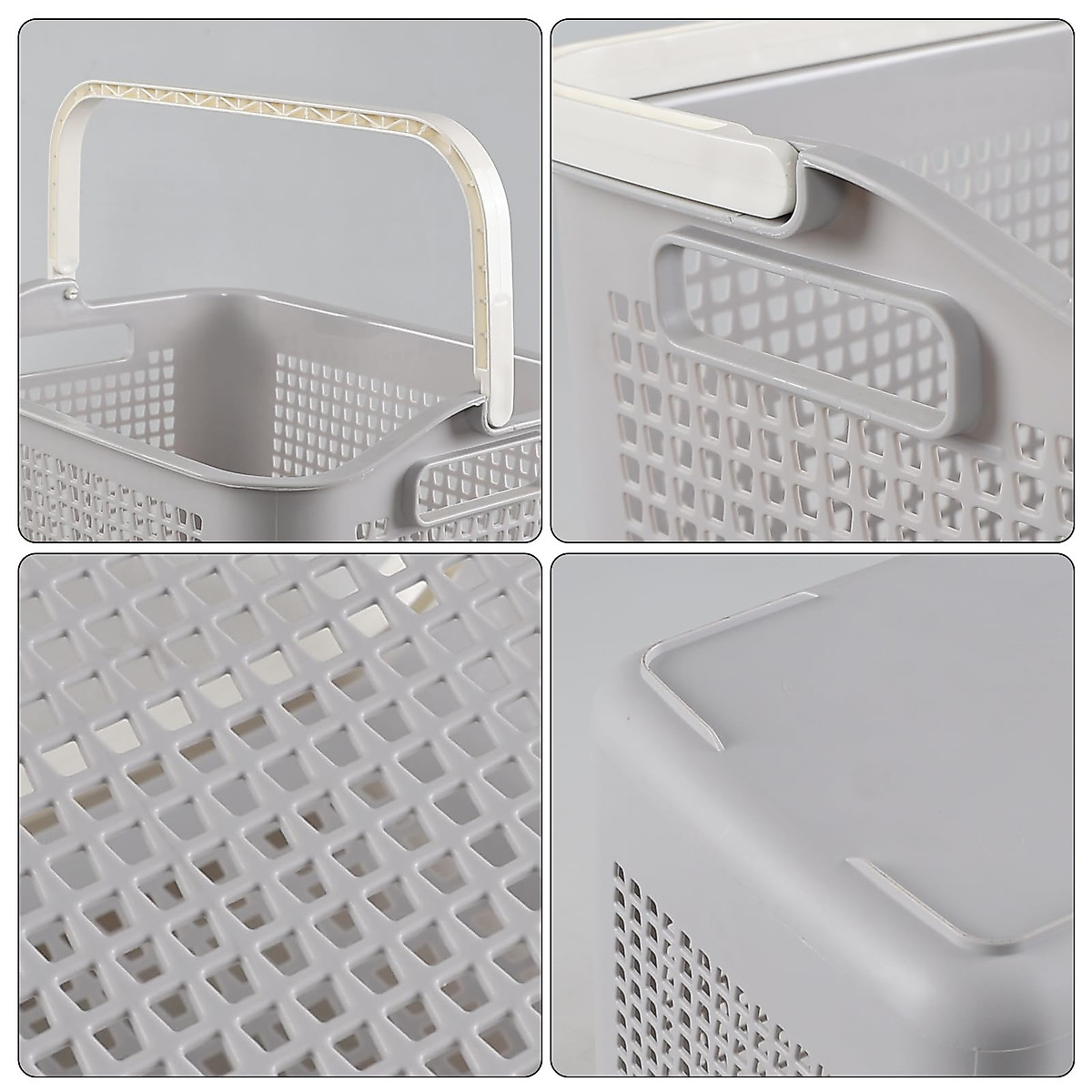 Knifefish 35 L 4 Packs Plastic Laundry Basket with Handle, Portable Laundry Hamper for Bathroom Bedroom and College