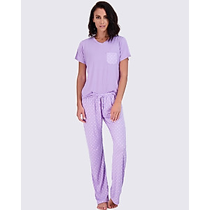 2 Pack: Short Sleeve Pajamas For Women Sets Womens Pajama Sets Two Piece Pj Summer Pijamas De Mujer Cotton Pjs Pants Loungewear Sleepwear Matching Ladies Bottoms Comfy Soft Pyjamas Teen Lightweight