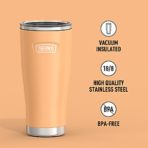 THERMOS ICON SERIES, Stainless Steel Cold Tumbler with Slide Lock, 24 Ounce, Melon